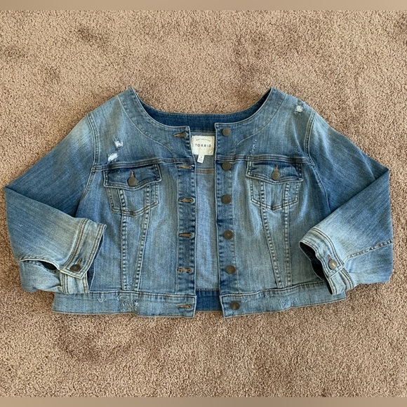 torrid | Jackets & Coats | Torrid Denim Cropped Collarless Jean Jacket ...